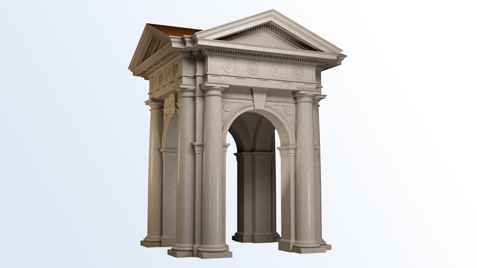 Arched Portico In Doric Denticulated Column Order Gazebo 3D Model ...
