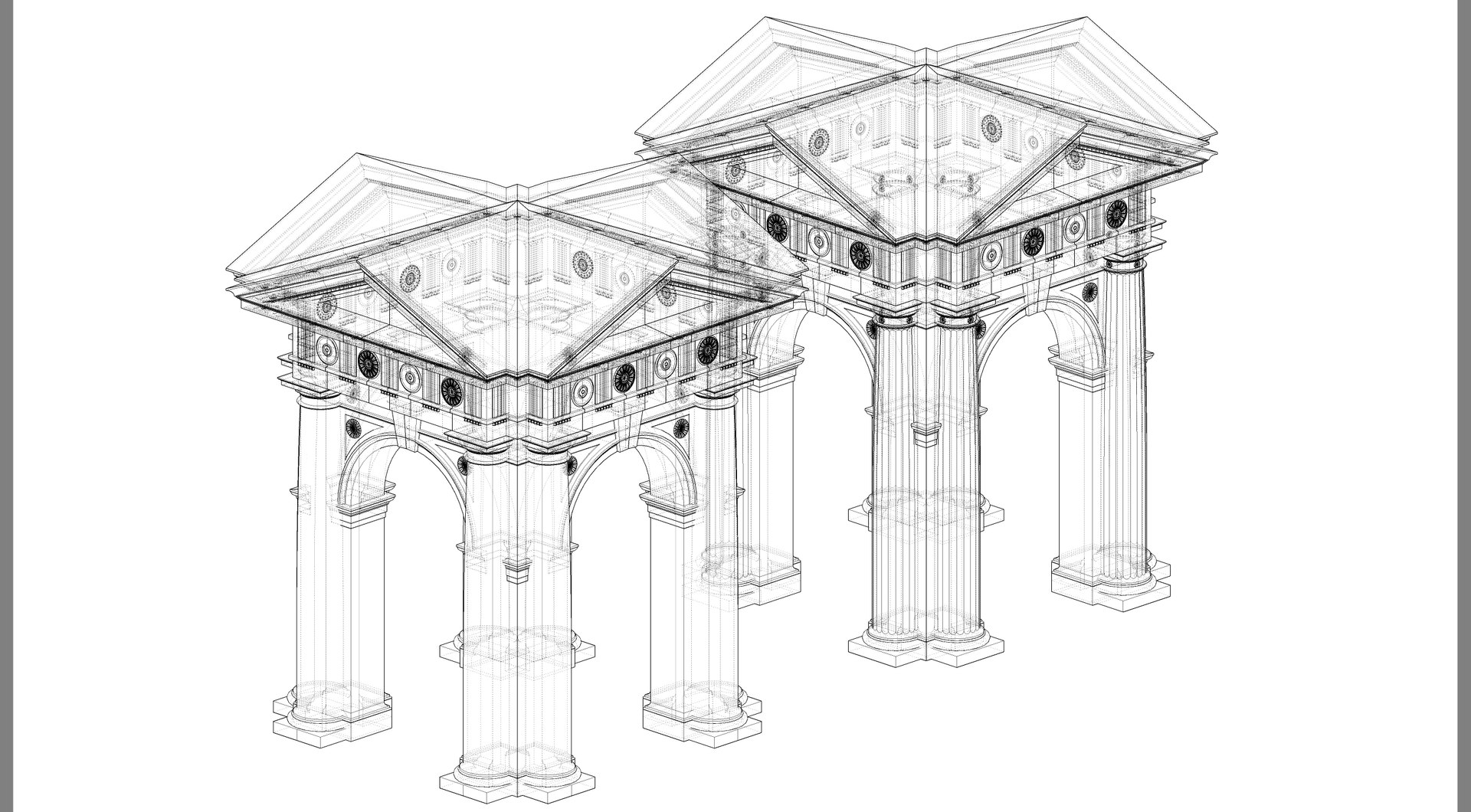 Arched Portico In Doric Denticulated Column Order Gazebo 3D Model ...