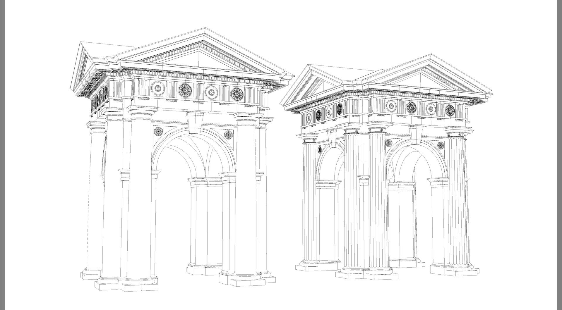 Arched Portico In Doric Denticulated Column Order Gazebo 3D Model ...