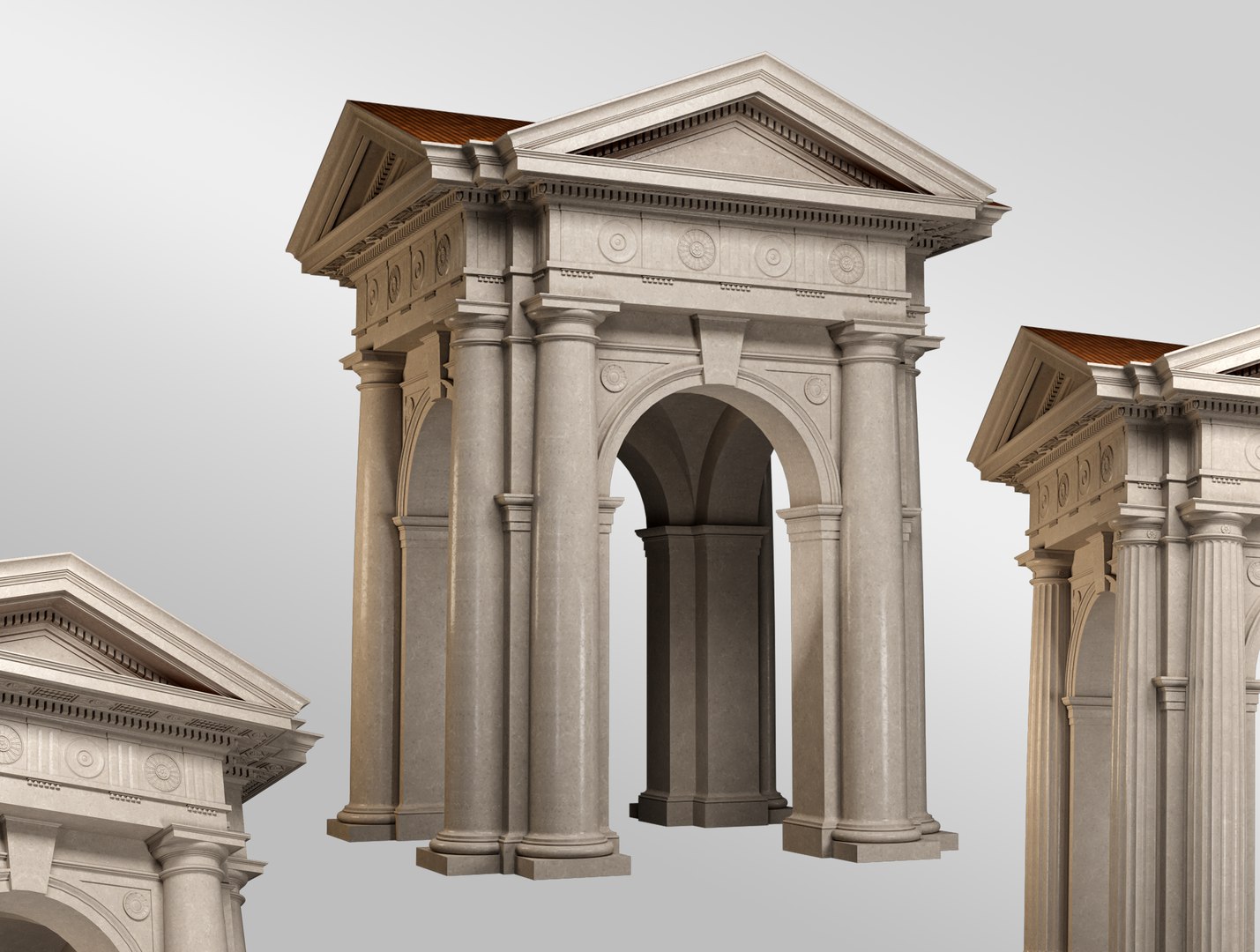 Arched Portico In Doric Denticulated Column Order Gazebo 3D Model ...