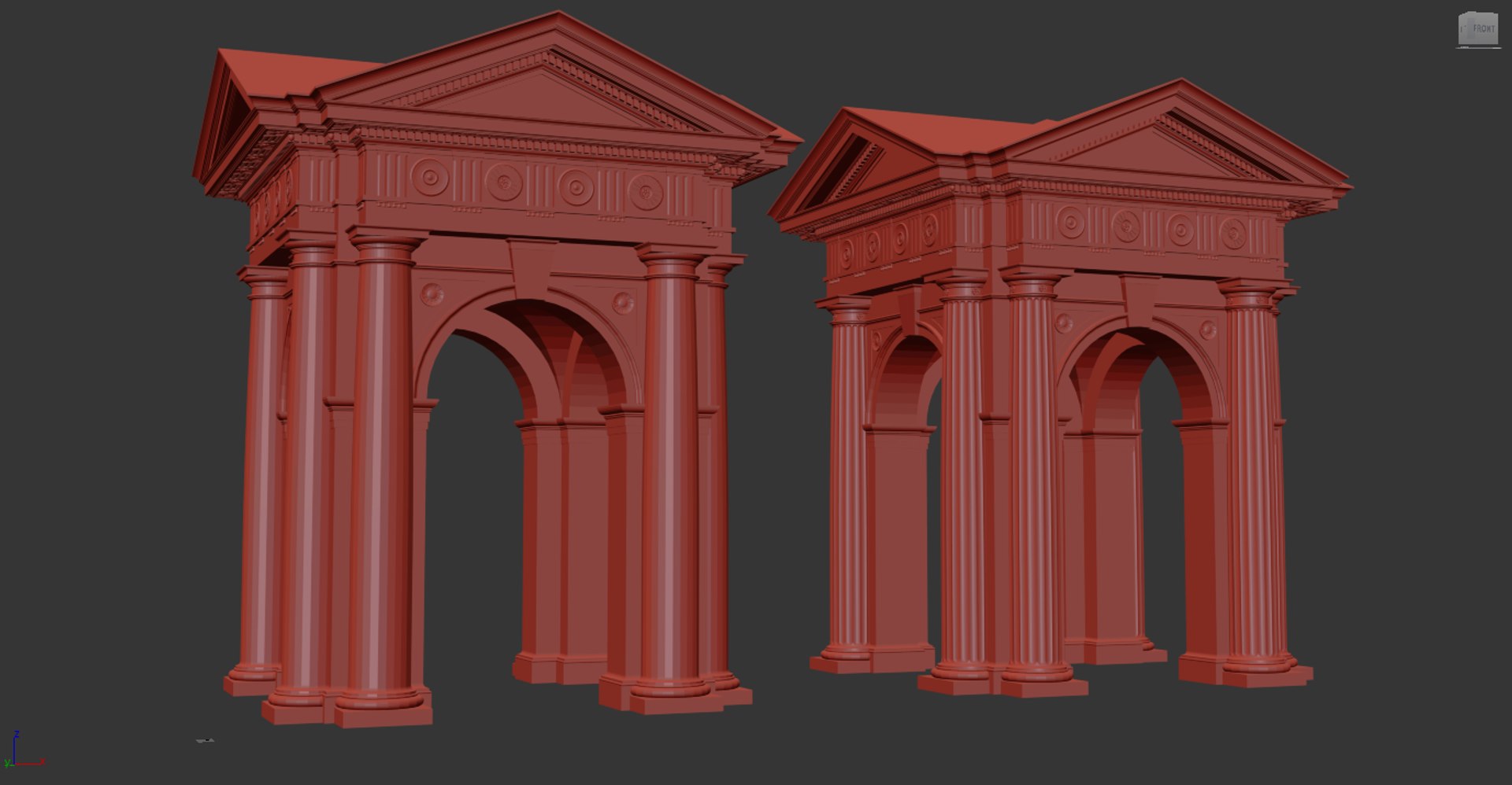 Arched Portico In Doric Denticulated Column Order Gazebo 3D Model ...