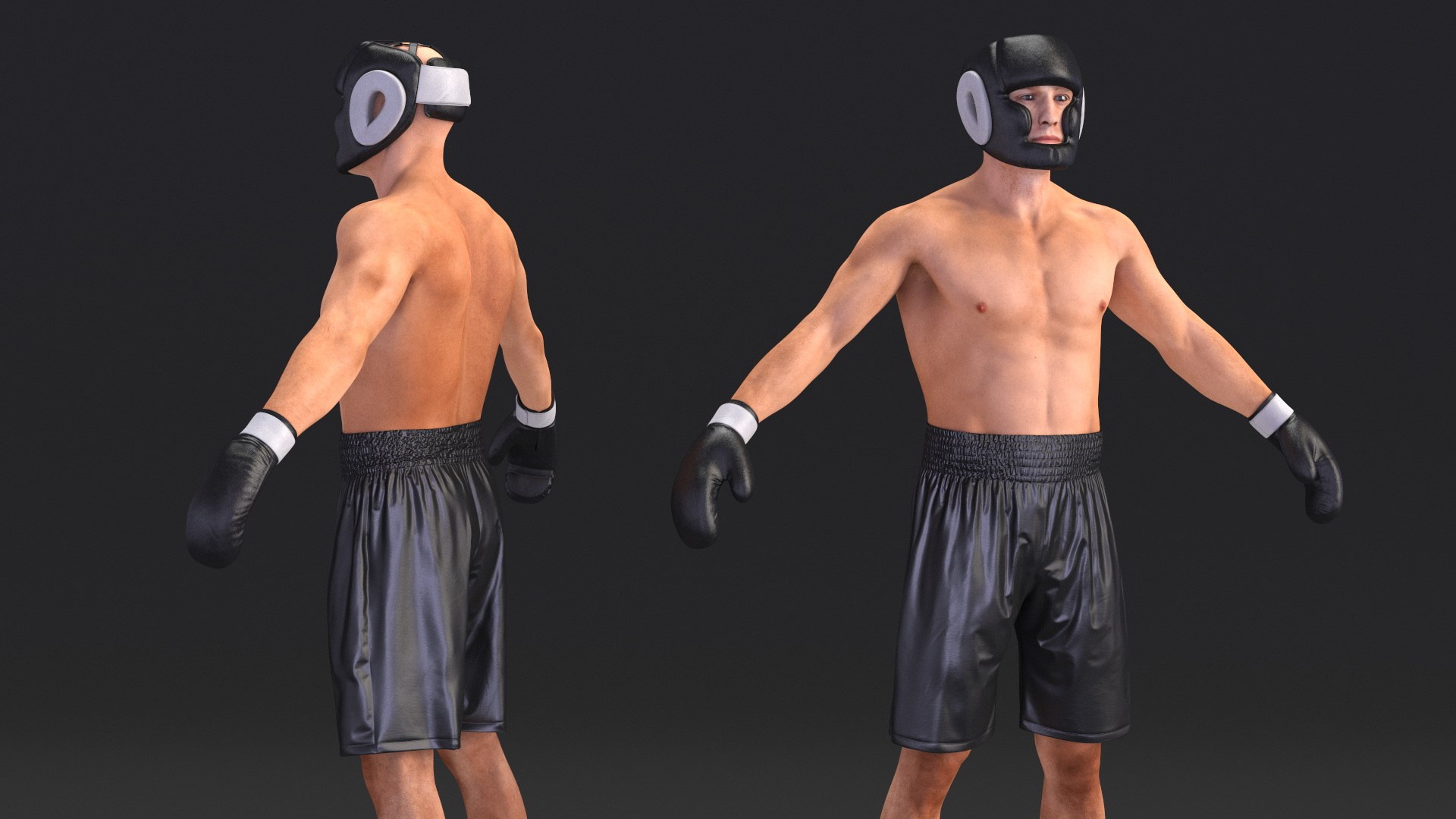 Male Boxer With Headgear And Gloves 3D - TurboSquid 2349264