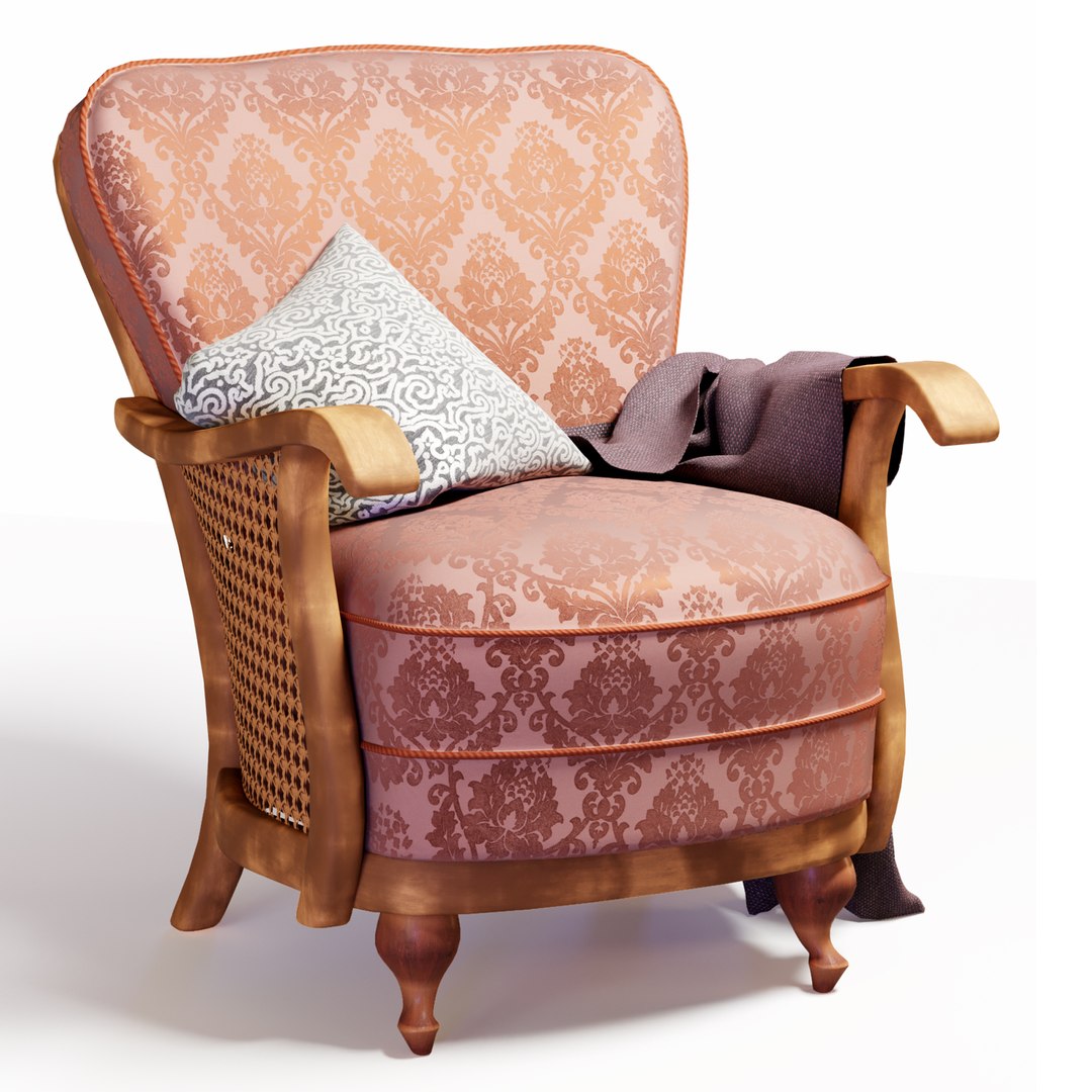 Pompous Chair With A Pillow And A Blanket 3D Model - TurboSquid 1868295