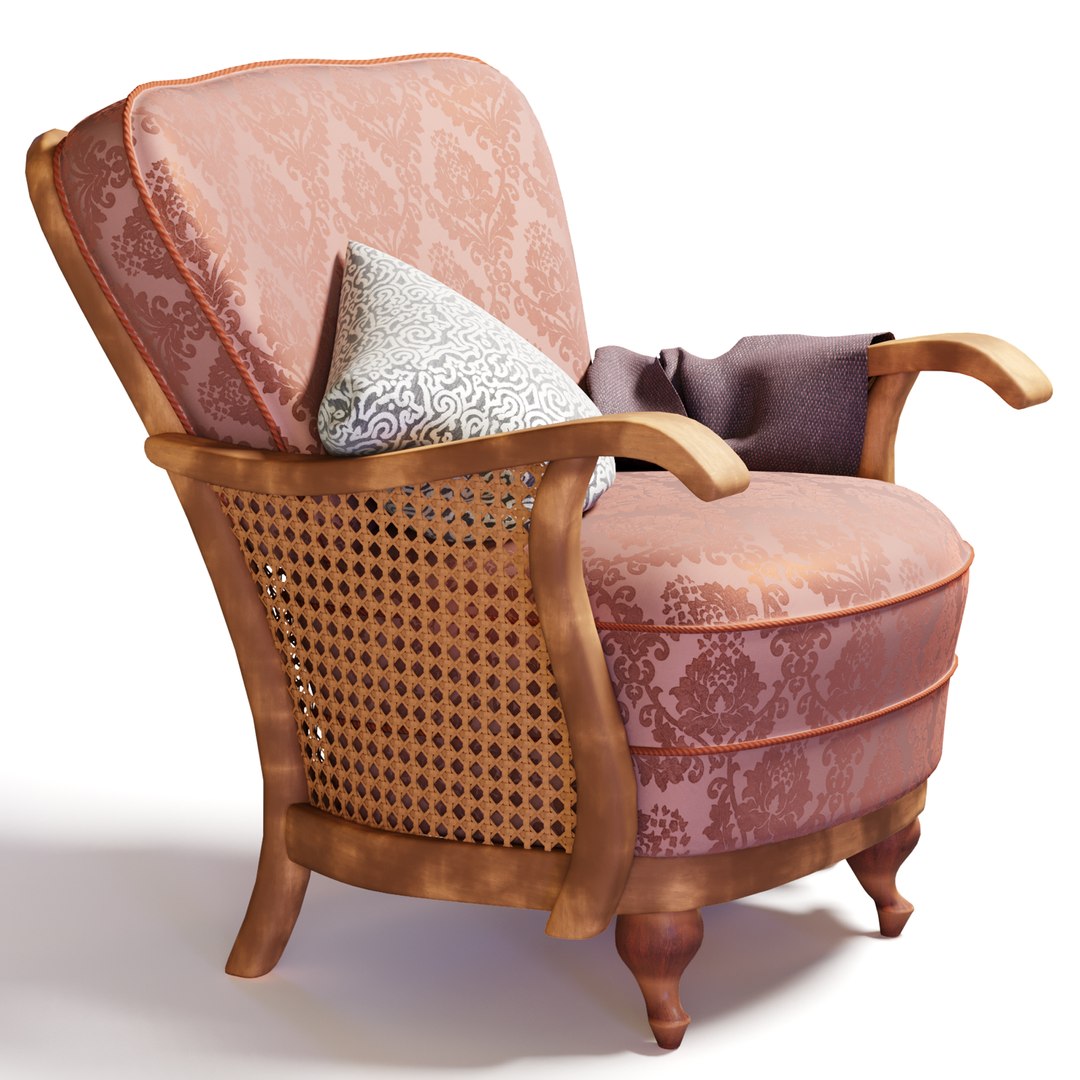 Pompous Chair With A Pillow And A Blanket 3D Model - TurboSquid 1868295
