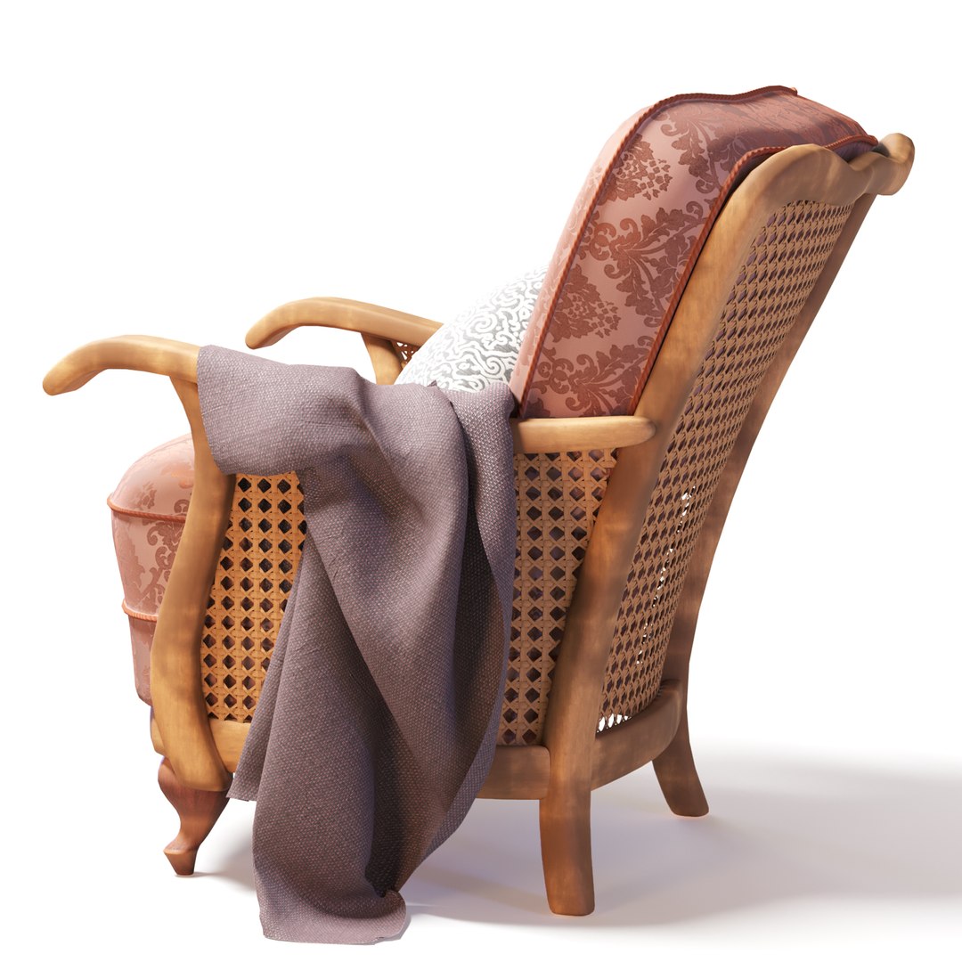 Pompous Chair With A Pillow And A Blanket 3D Model - TurboSquid 1868295