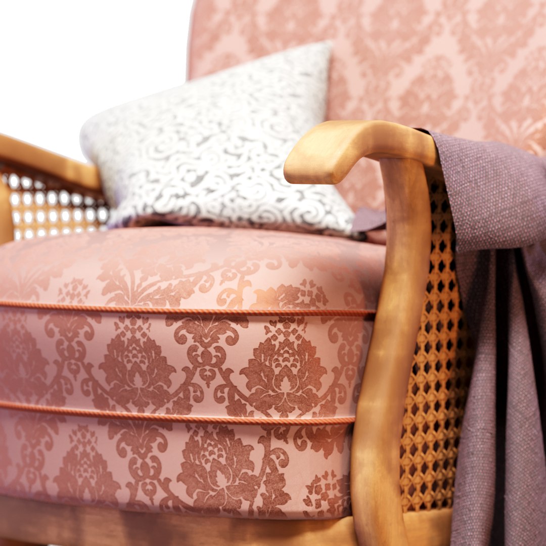 Pompous Chair With A Pillow And A Blanket 3D Model - TurboSquid 1868295