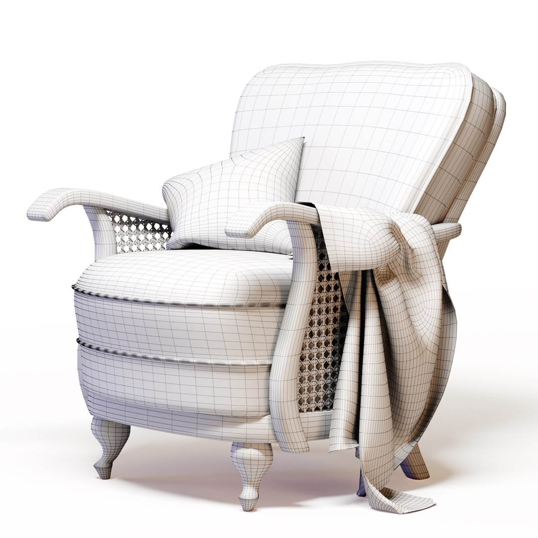 Pompous Chair With A Pillow And A Blanket 3D Model - TurboSquid 1868295