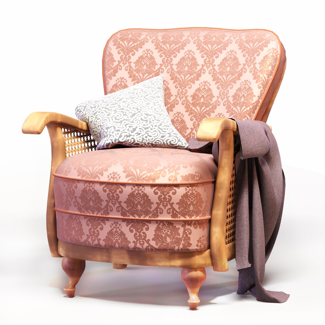 Pompous Chair With A Pillow And A Blanket 3D Model - TurboSquid 1868295