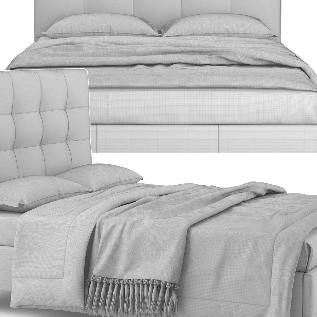 Comfort Semi Double Beige Bed 3D Model - TurboSquid 1838016