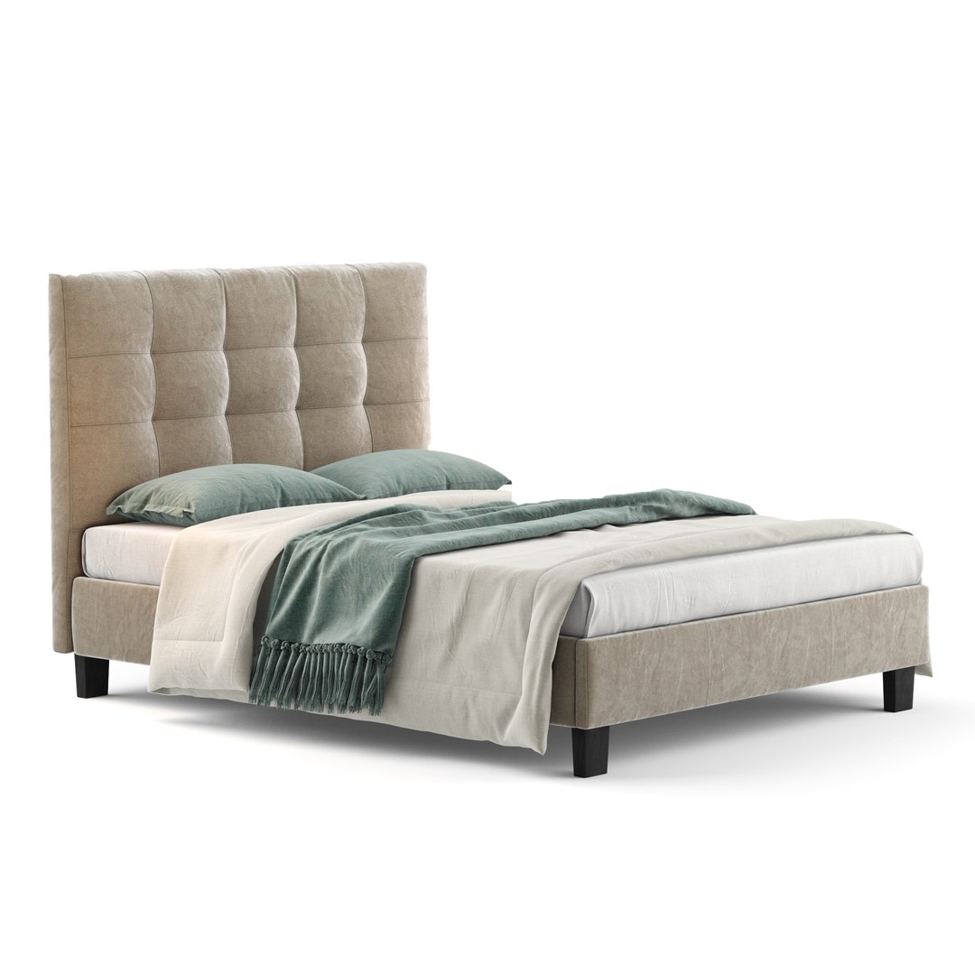 Comfort Semi Double Beige Bed 3D Model - TurboSquid 1838016