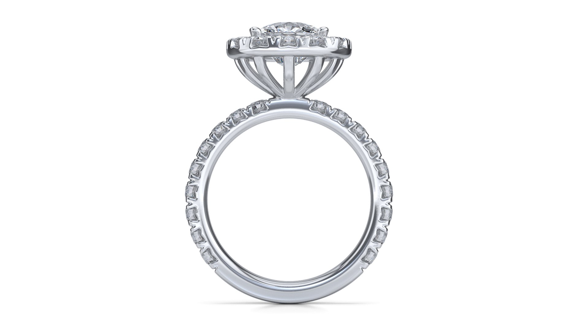 1ct Halo Round Diamond Engagement Ring CAD 3d Model - Ready for 3D ...