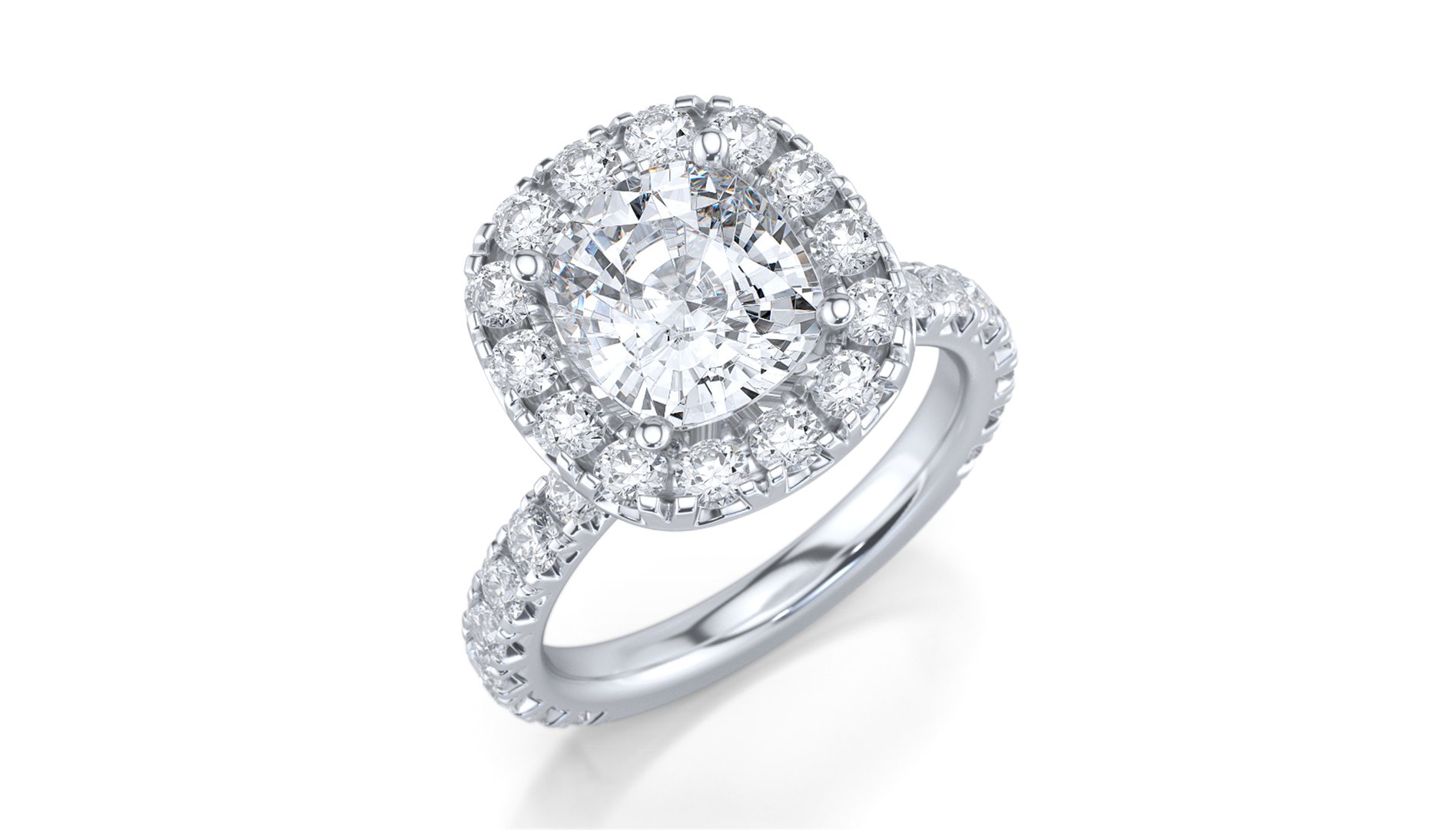 1ct Halo Round Diamond Engagement Ring CAD 3d Model - Ready for 3D ...