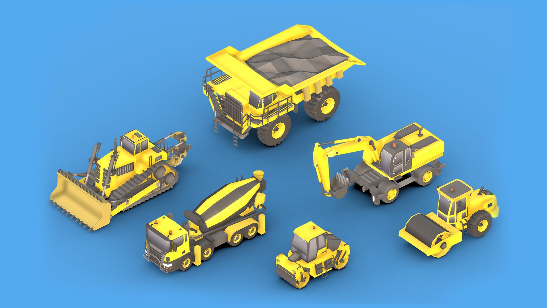 Collection Construction Vehicles Low- Poly1 3D Model - TurboSquid 2164509
