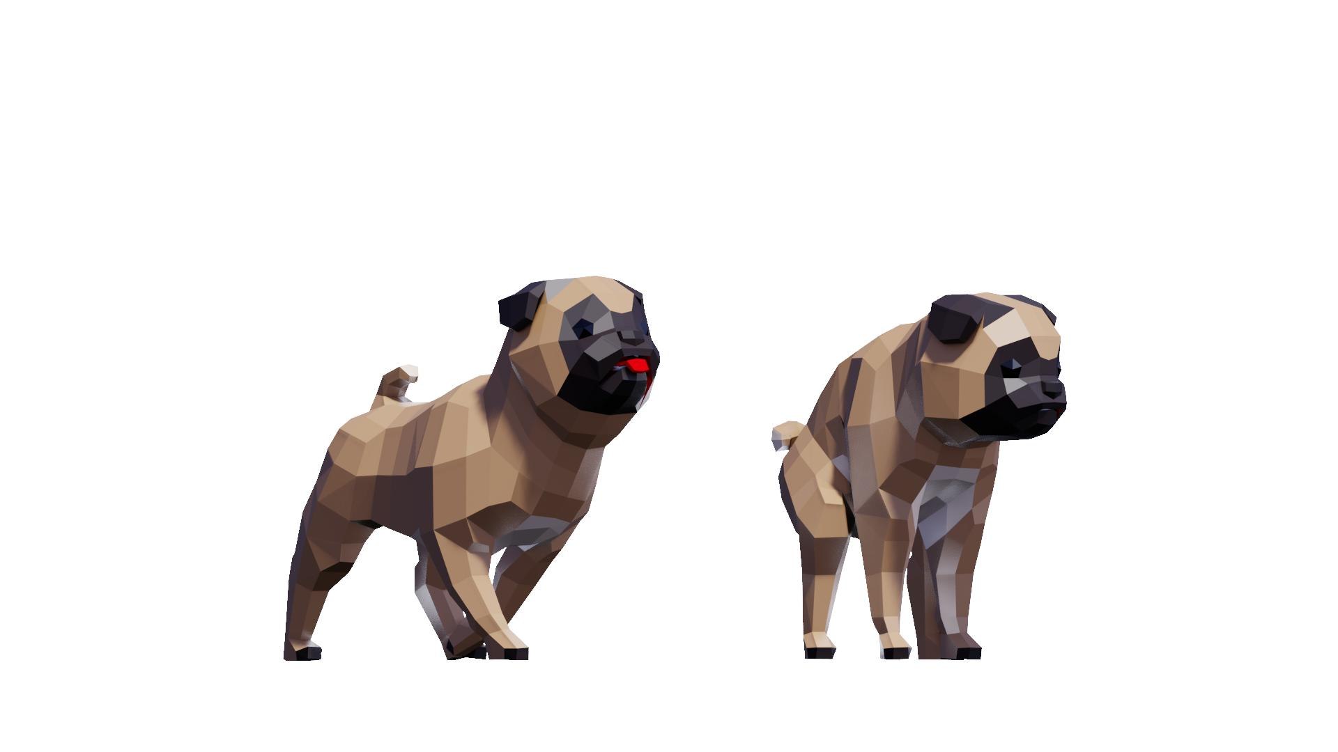 3D Low Poly Pug Dog Pack Model - TurboSquid 2184529