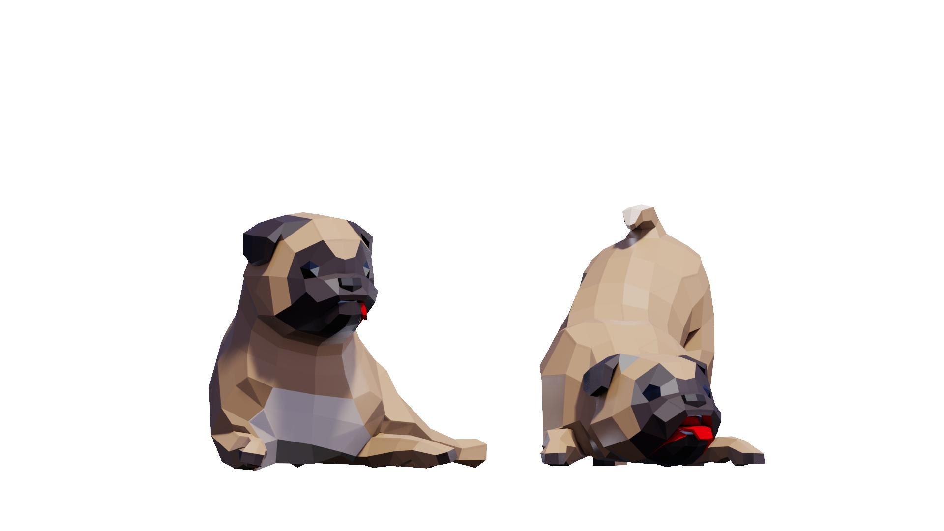 3D Low Poly Pug Dog Pack Model - TurboSquid 2184529