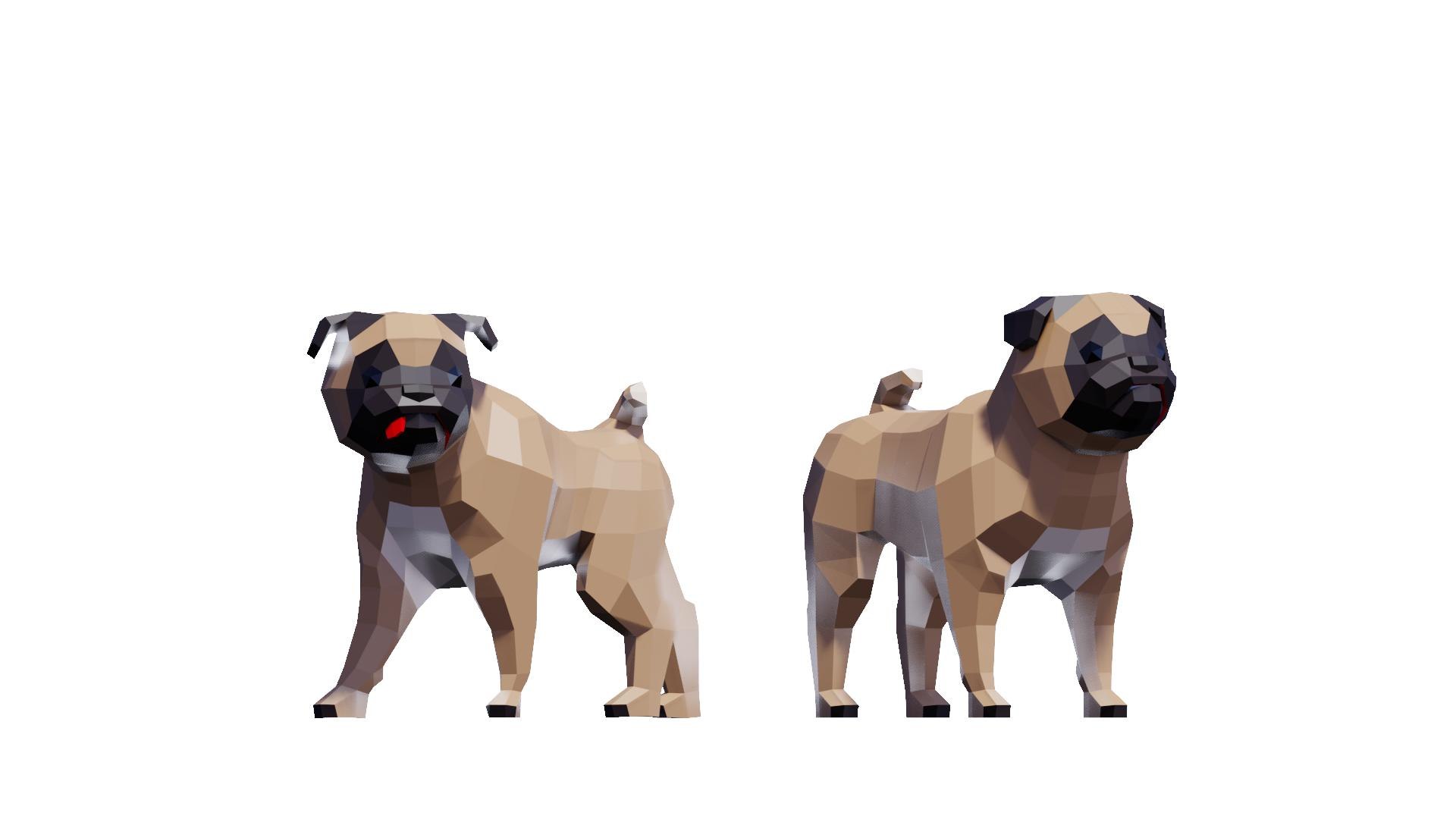 3D Low Poly Pug Dog Pack Model - TurboSquid 2184529