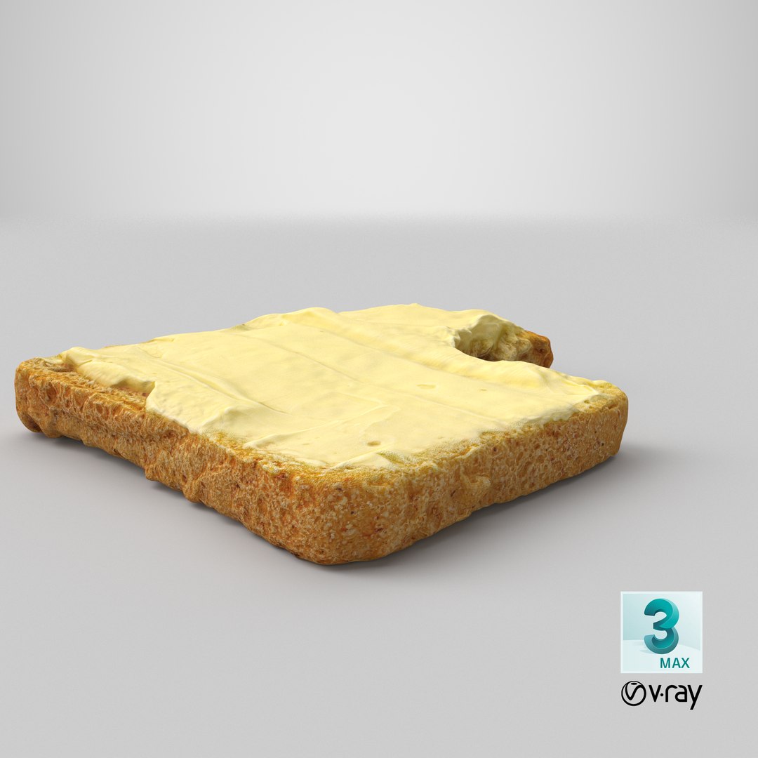 Toast With Margarine 01 Bitten 3D model - TurboSquid 2071843