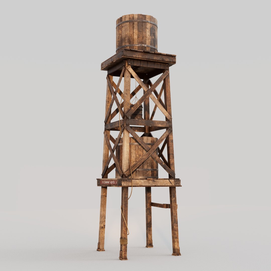 Western Water Tower Model - TurboSquid 2137933