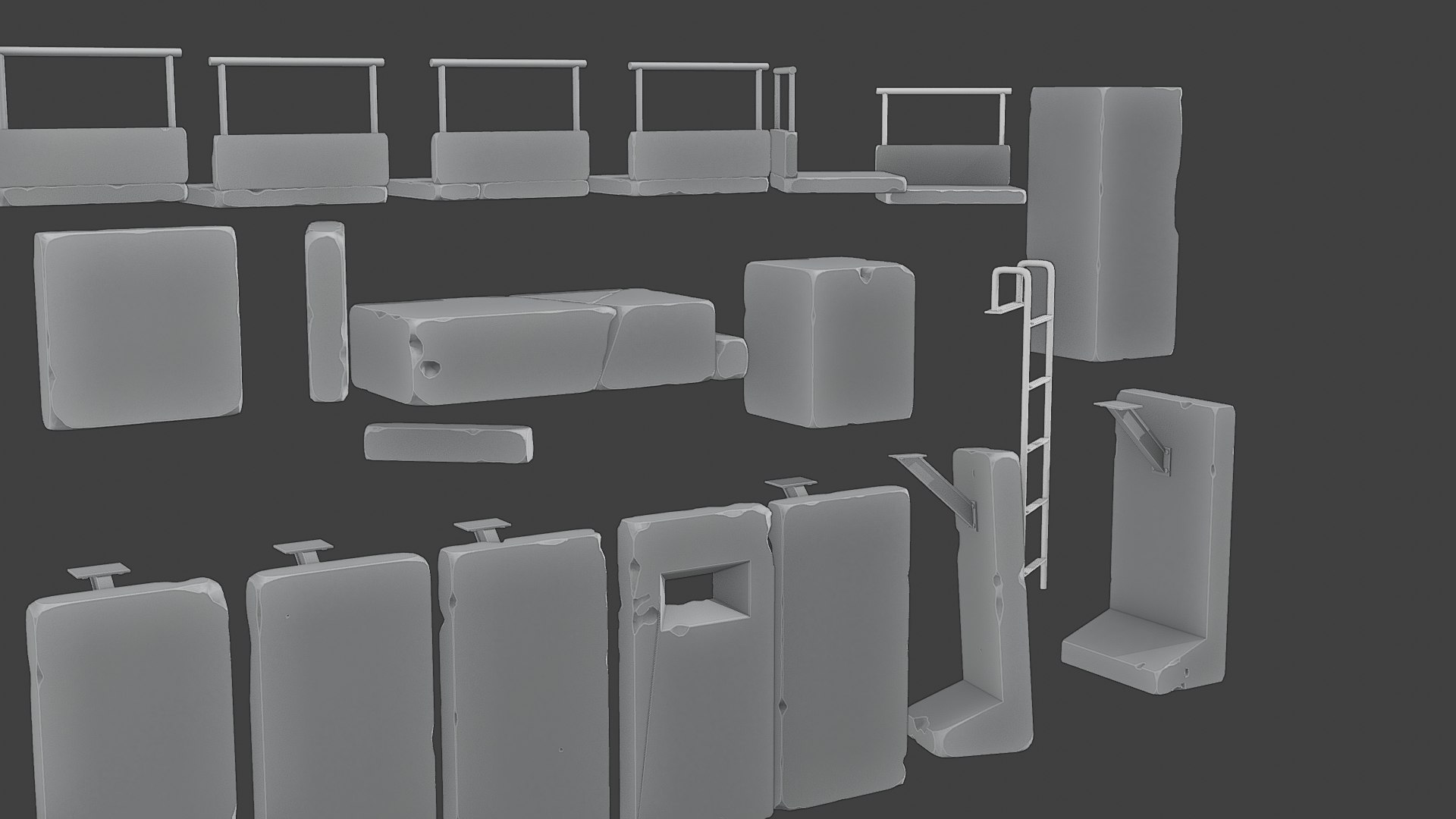 Concrete Wall Base Pack 1 3D Model - TurboSquid 2019968