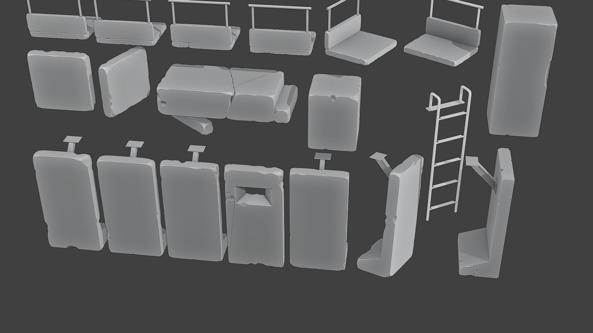 Concrete Wall Base Pack 1 3D Model - TurboSquid 2019968