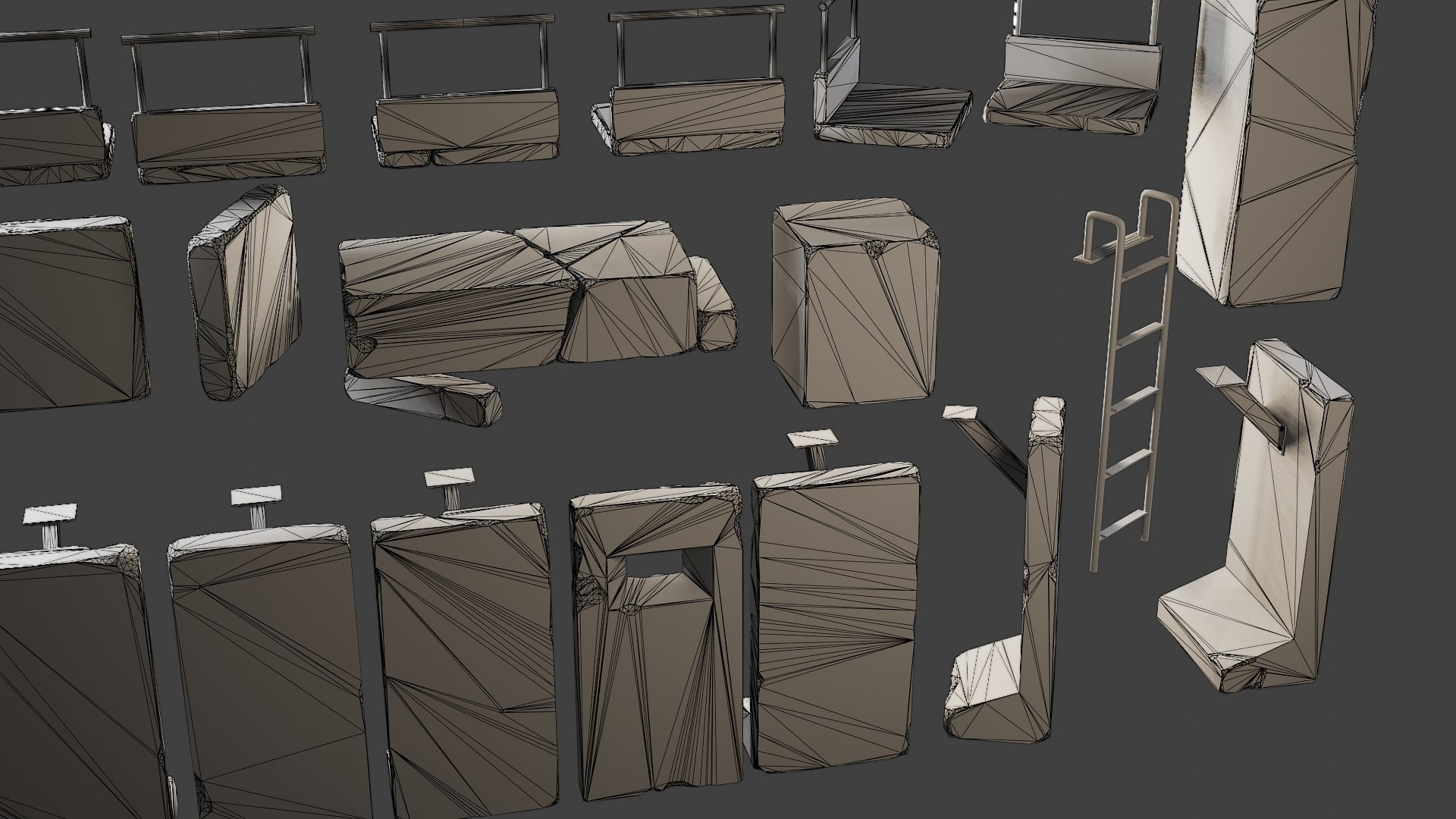 Concrete Wall Base Pack 1 3D Model - TurboSquid 2019968