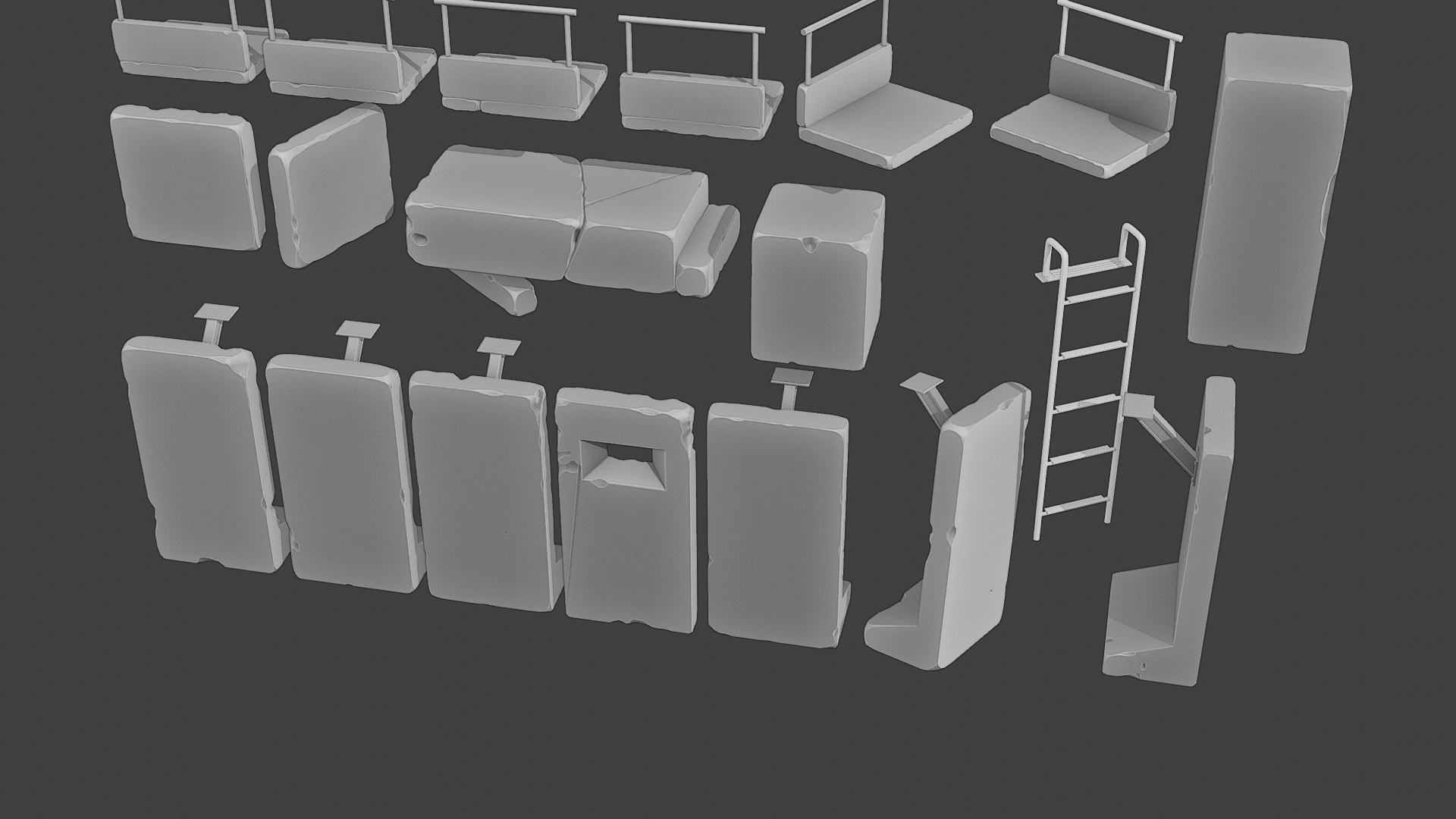 Concrete Wall Base Pack 1 3D Model - TurboSquid 2019968