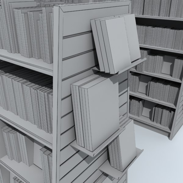 book store shelves 3d model