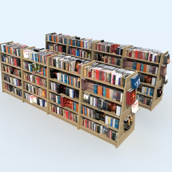 book store shelves 3d model