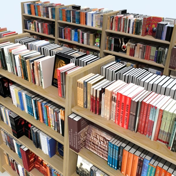 book store shelves 3d model