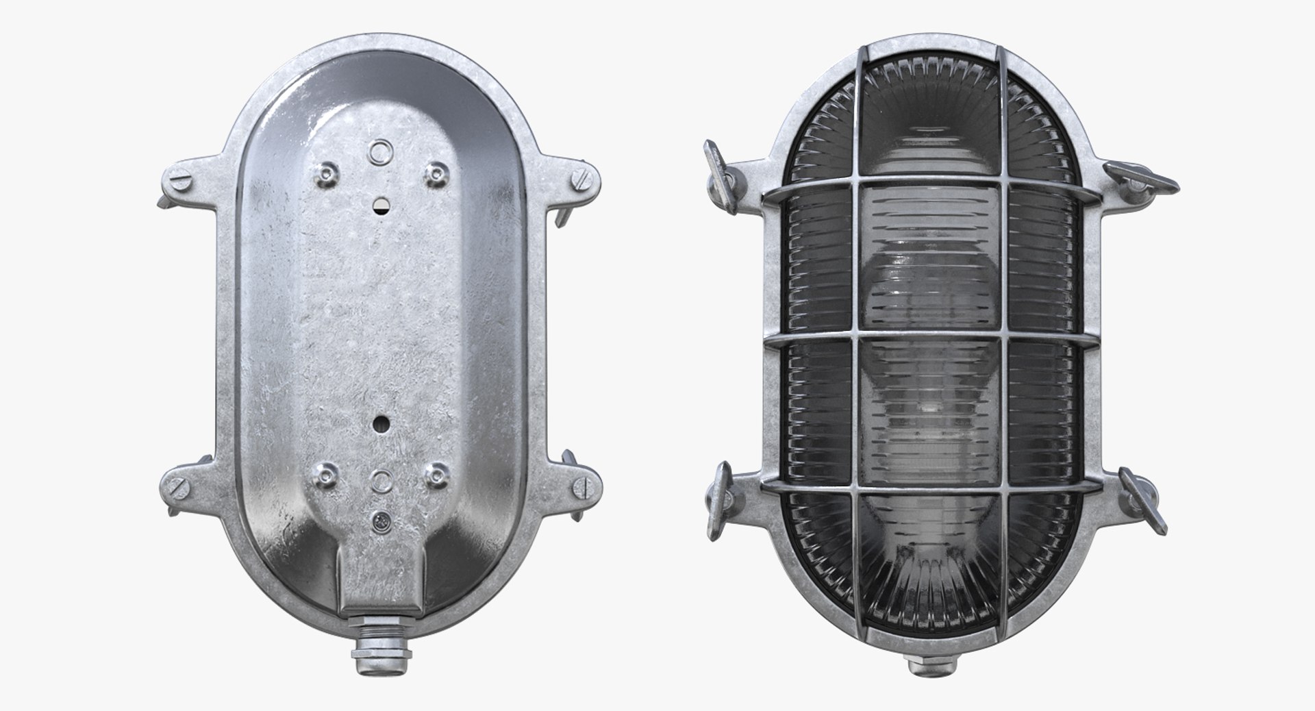 Oval Bulkhead Light Silver 3D Model - TurboSquid 1285546