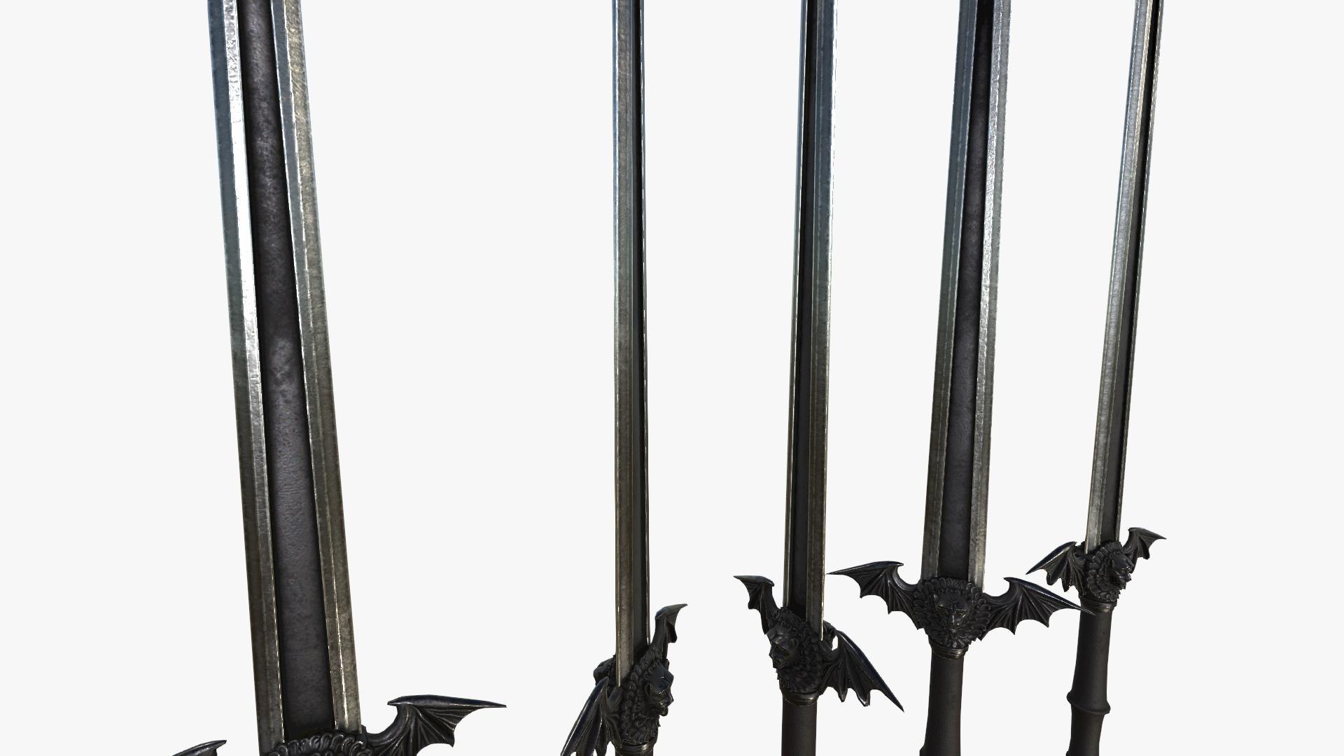 Fantasy Sword RPG Gothic Bastard Sword Greatsword Longsword Zweihander Two Handed Double Edge ...