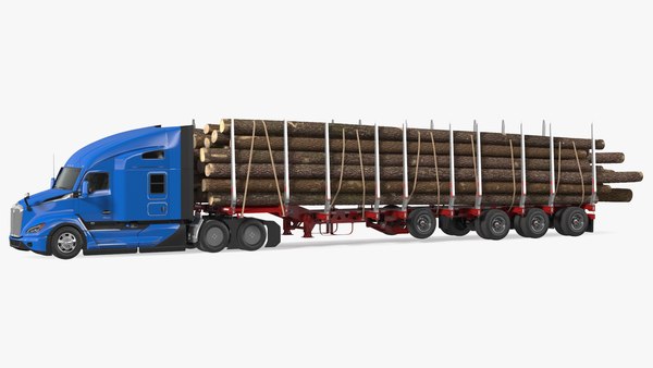 Truck With Logging Trailer model - TurboSquid 1848542