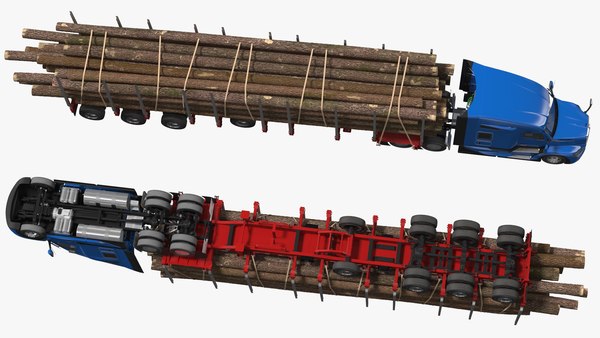 Truck With Logging Trailer model - TurboSquid 1848542