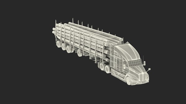 Truck With Logging Trailer model - TurboSquid 1848542