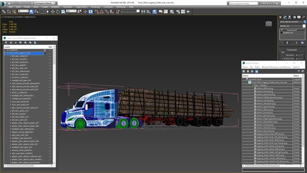 Truck With Logging Trailer model - TurboSquid 1848542