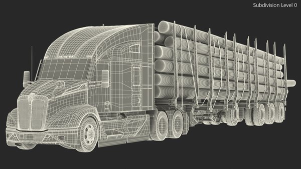 Truck With Logging Trailer model - TurboSquid 1848542