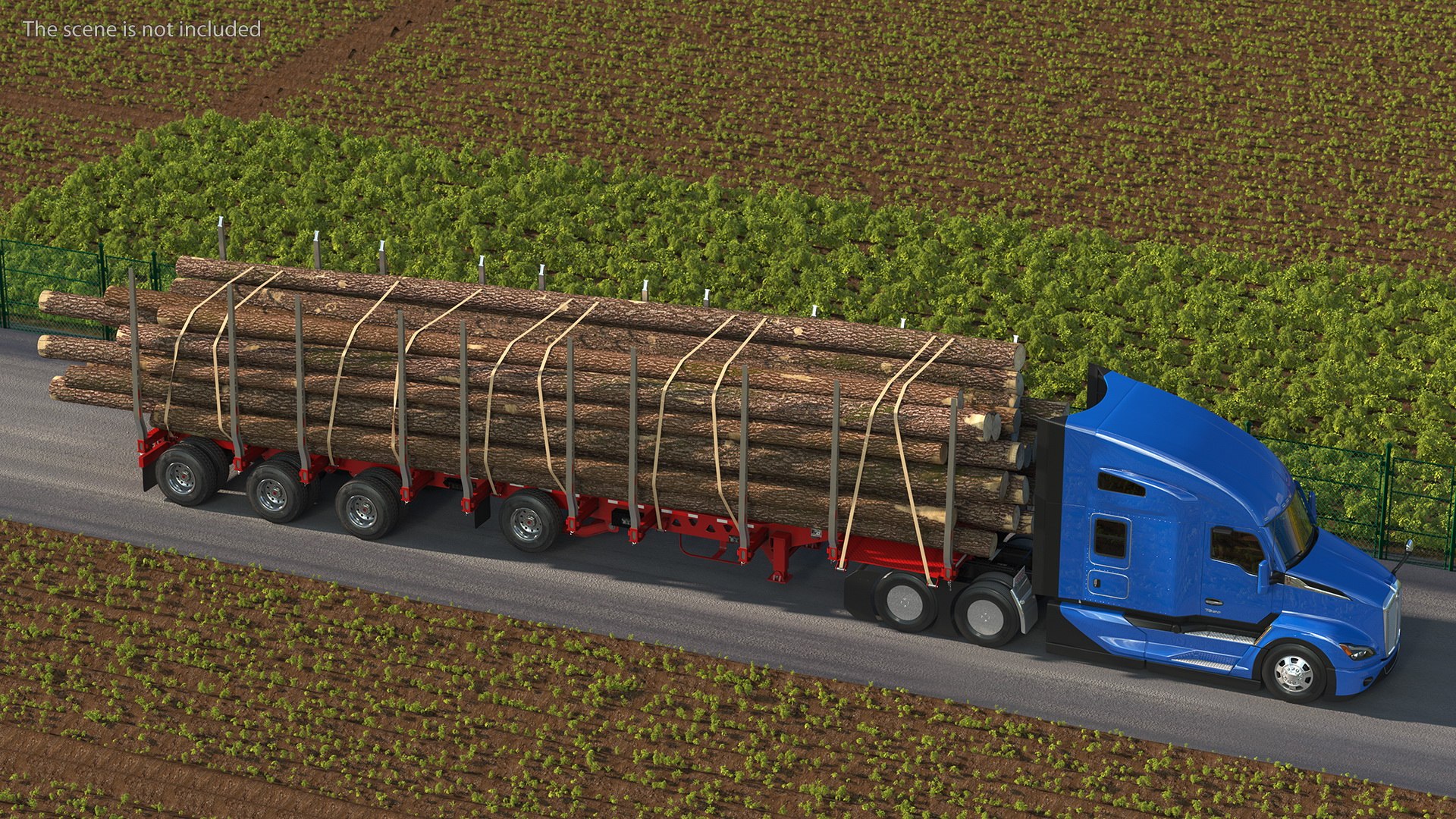 Truck With Logging Trailer model - TurboSquid 1848542