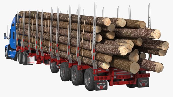 Truck With Logging Trailer model - TurboSquid 1848542