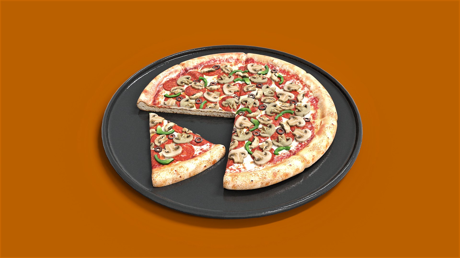 3D Model Sliced Pizza With Plate Low-poly 3D Model - TurboSquid 2354746
