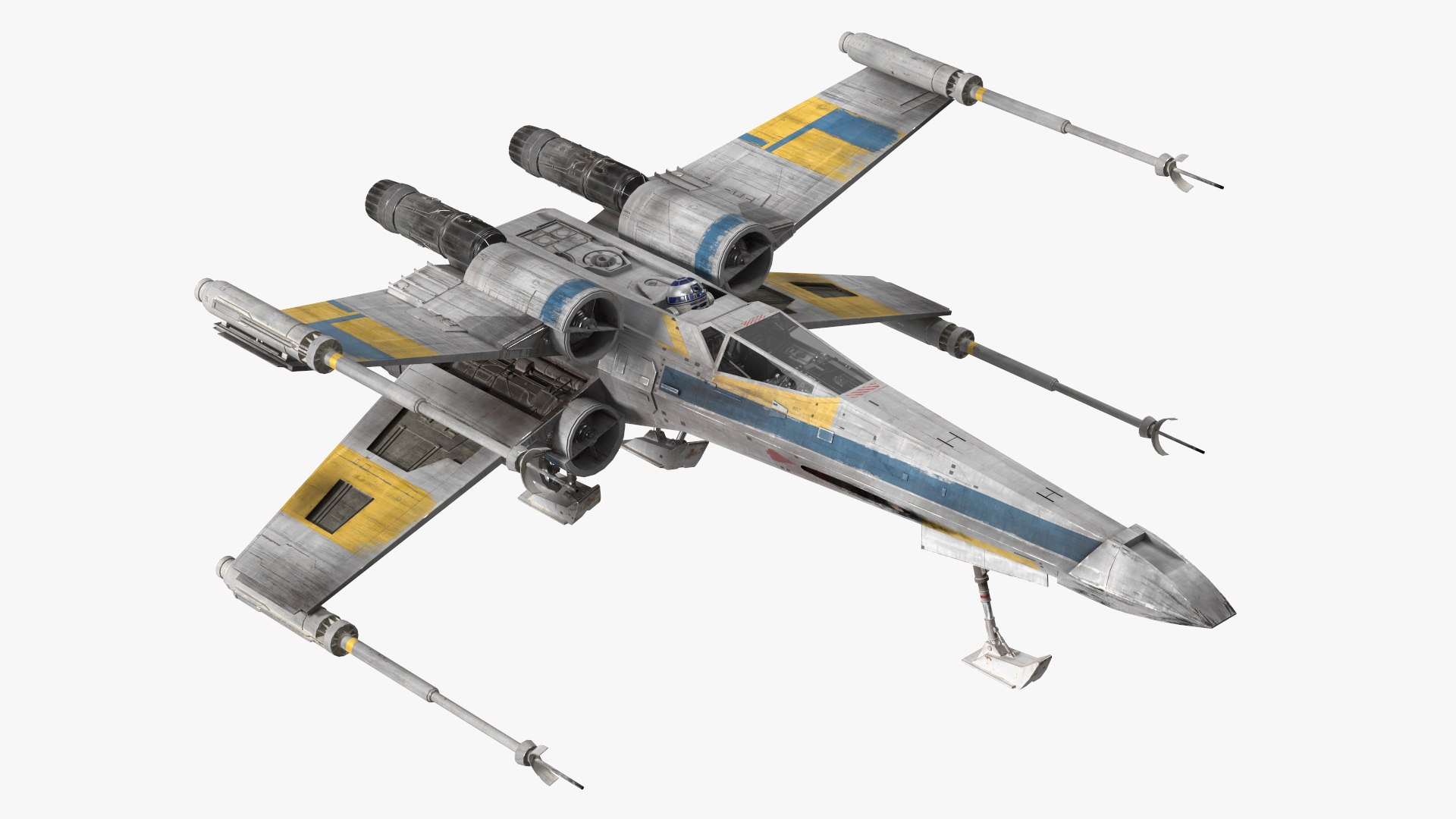 Space Fighter X-Wing Starship With R2-D2 Rigged 3D Model - TurboSquid 2261382
