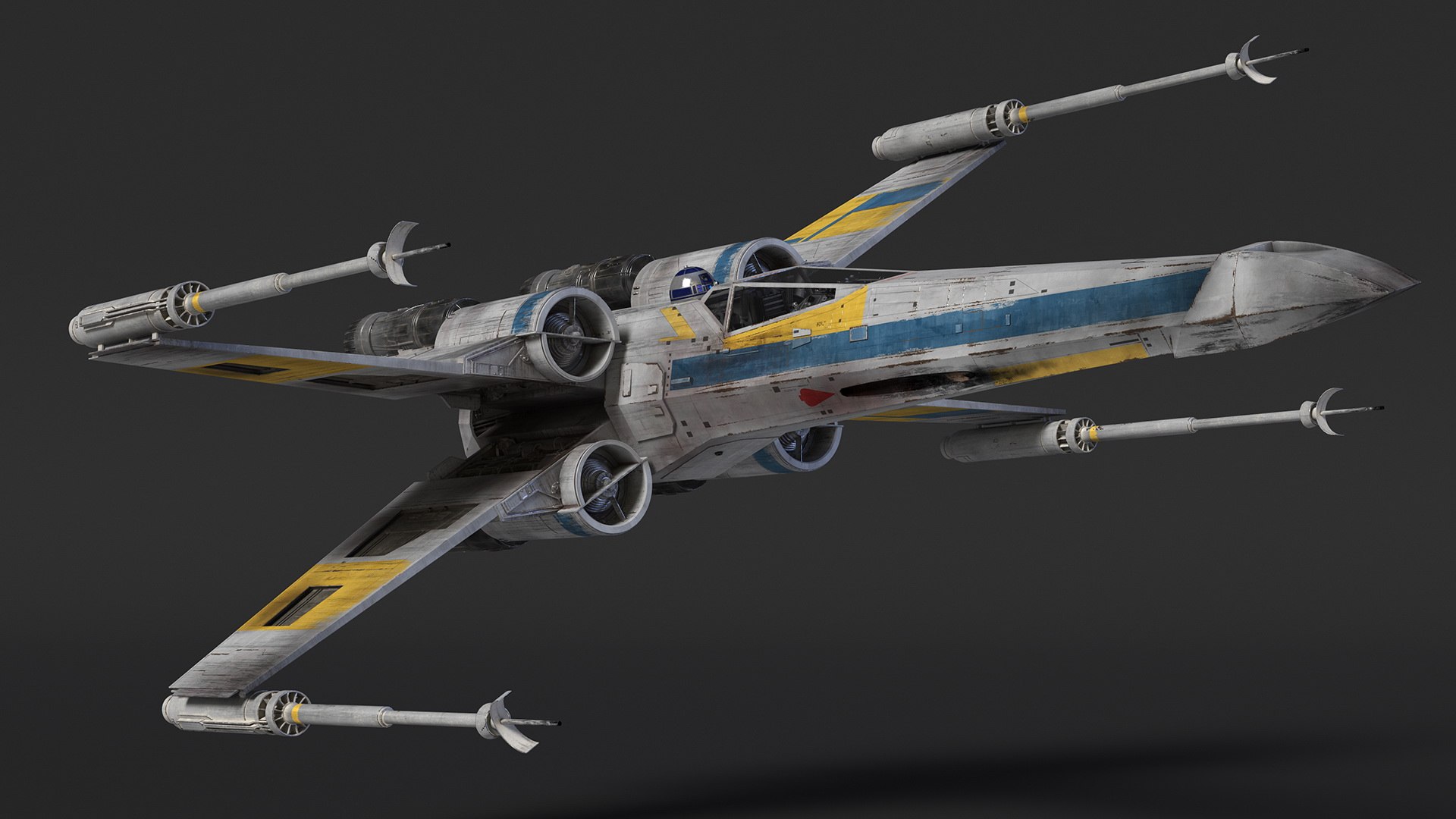 Space Fighter X-Wing Starship With R2-D2 Rigged 3D Model - TurboSquid ...