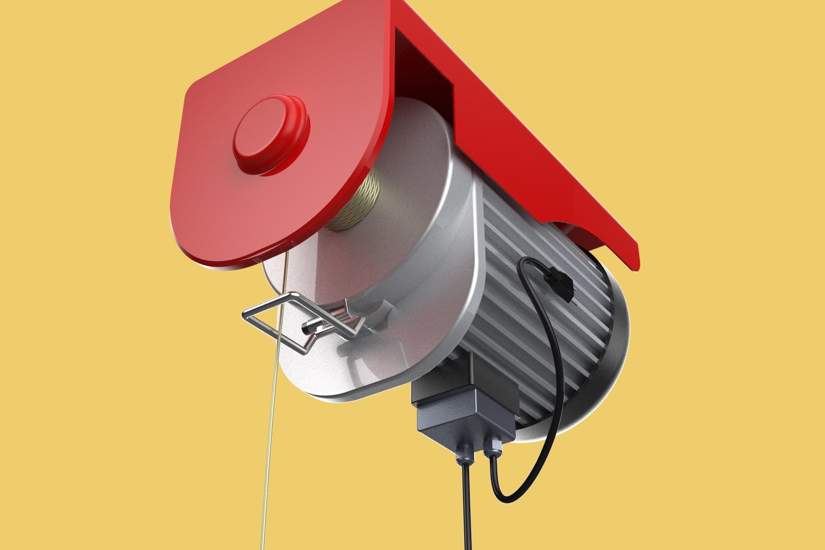 STANDARD ELECTRIC POWER MOTOR WIRE ROPE HOIST CRANE GANTRY HOOK 3D ...