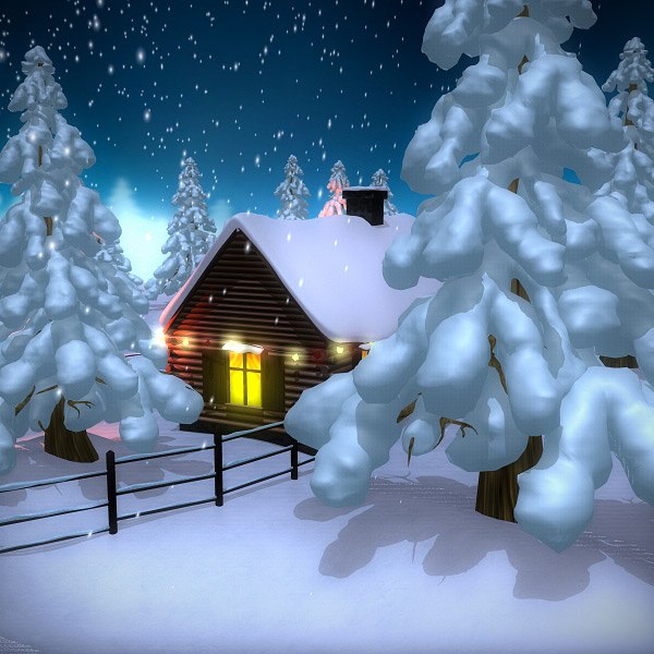 winter scene christmas house 3d model