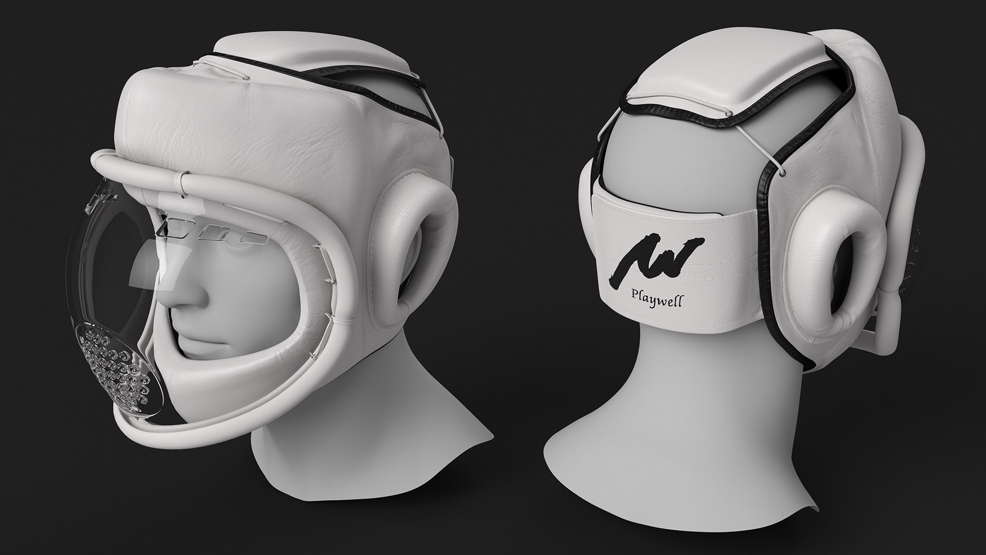 3D Kudo Head Guard Playwell White On Mannequin - TurboSquid 2190019