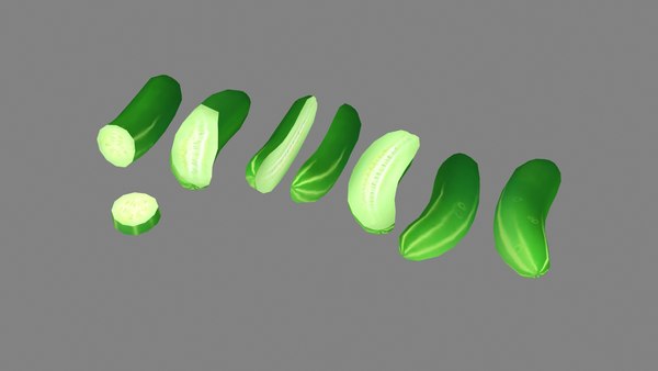 modelo 3d Cartoon Cucumbers - Cucumber Slices - TurboSquid 1930186