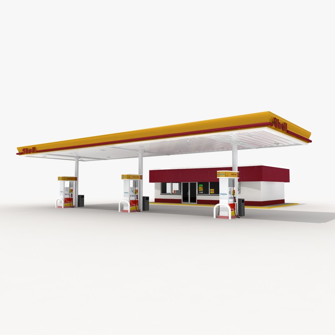 3d Model Shell Gas Station Convenience Store