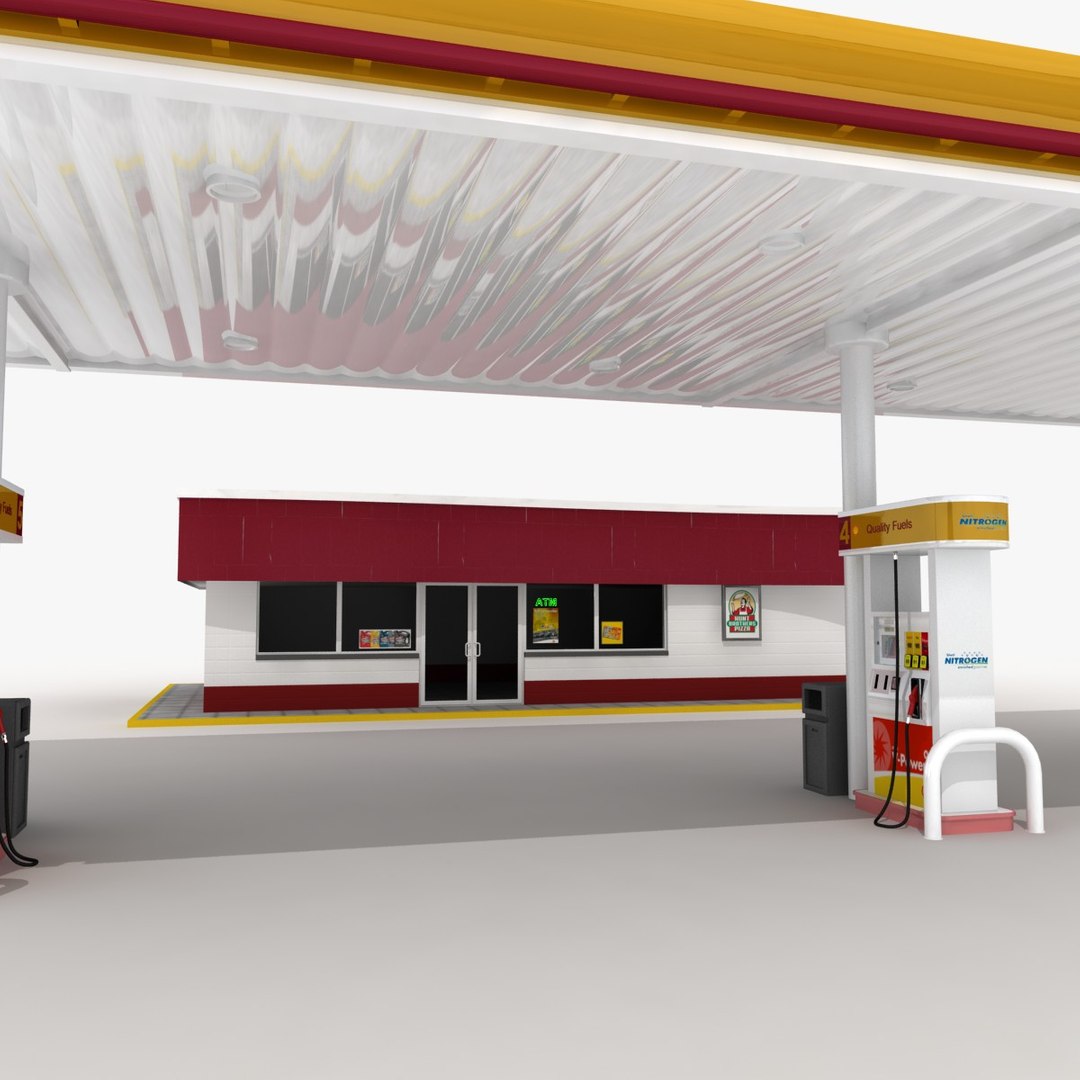 3d Model Shell Gas Station Convenience Store