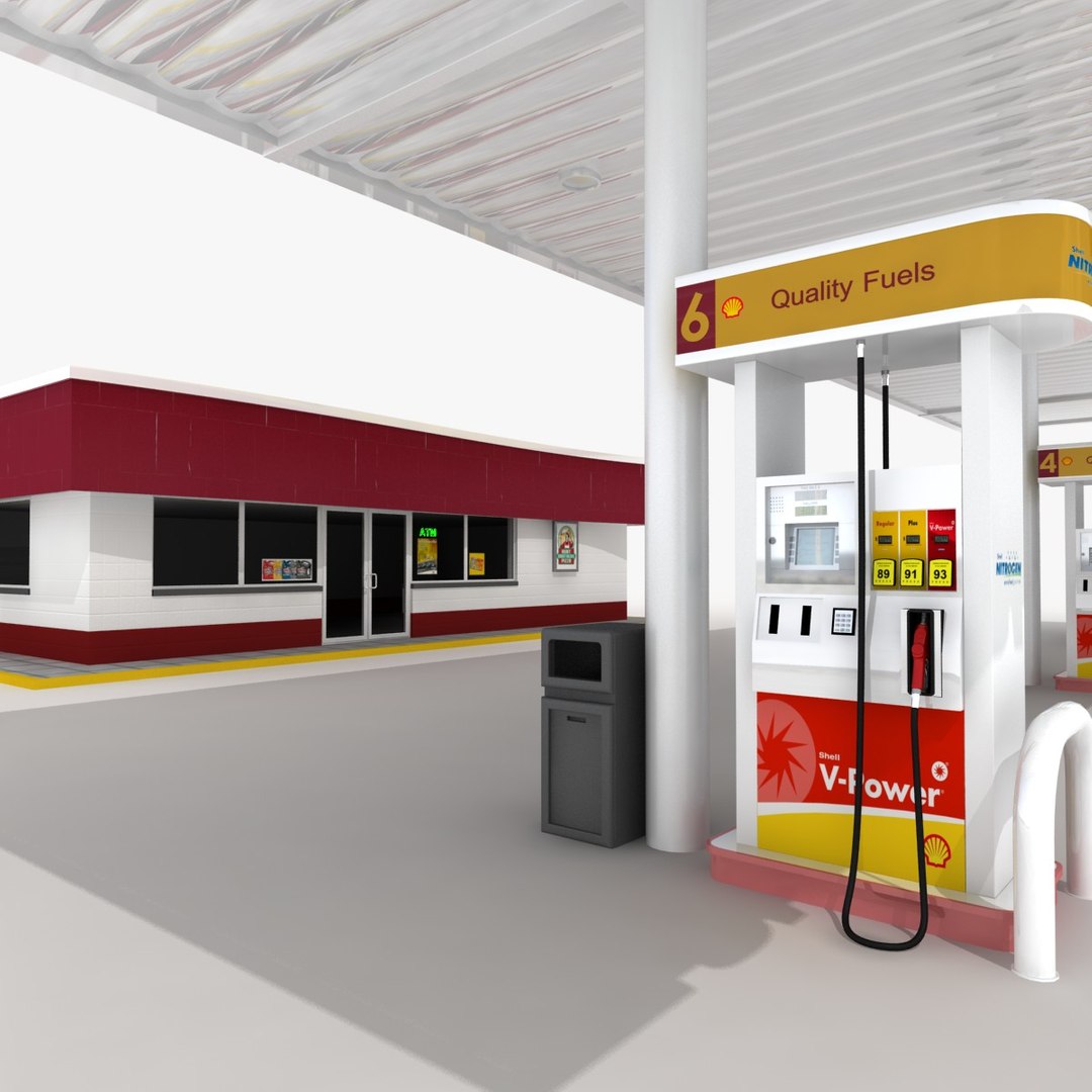 3d Model Shell Gas Station Convenience Store