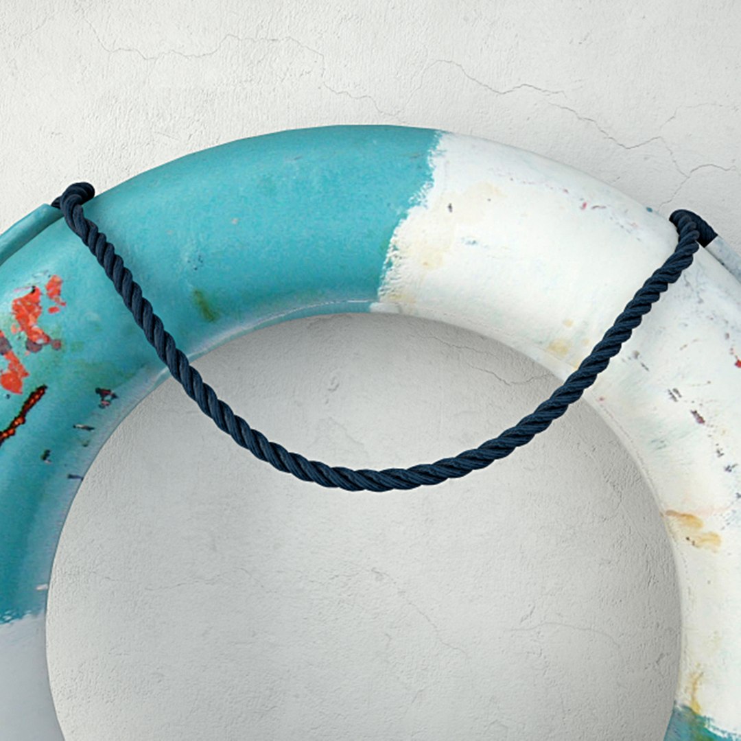 3D 1950s Blue White Life Preserver Model - TurboSquid 1203124