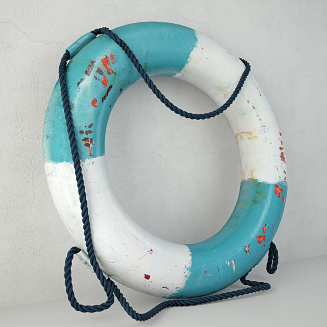 3D 1950s Blue White Life Preserver Model - TurboSquid 1203124
